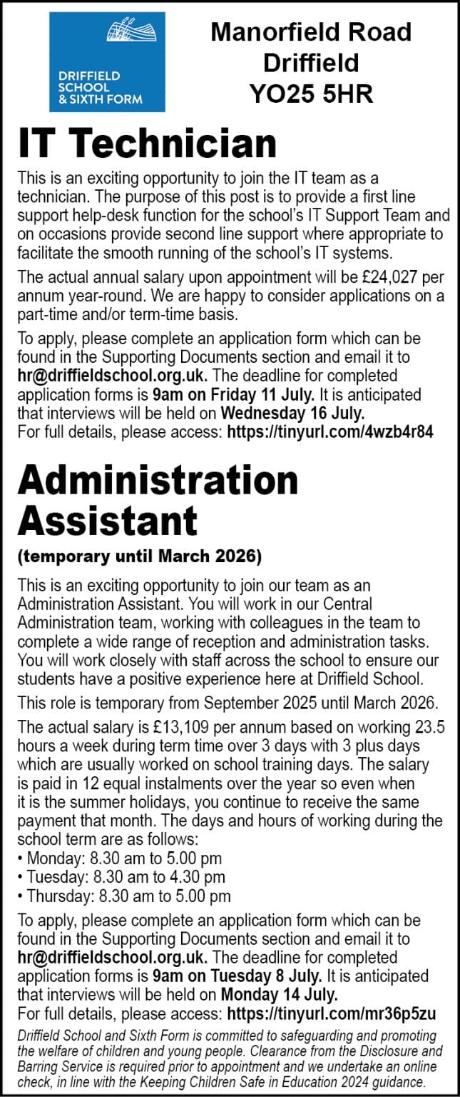 Local job vacancies - The Wolds Weekly Newspaper
